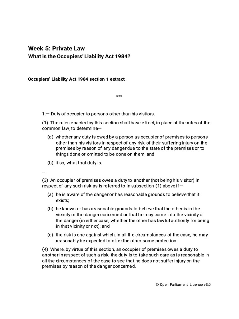 Occupiers Liability Act | PDF