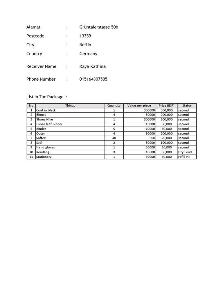 Receiver Address and Performa Invoice | PDF