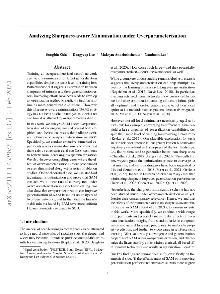 Analyzing Sharpness-Aware Minimization Under Overparameterization | PDF | Mathematical ...