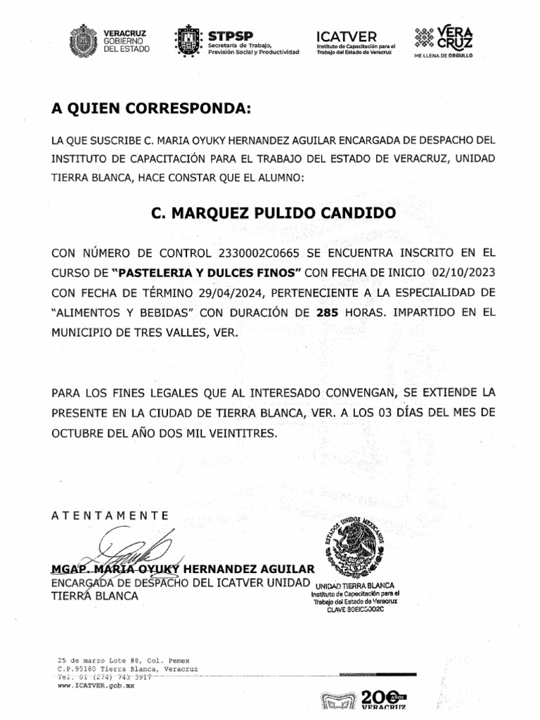 Constancia de estudio- Candido Márquez Pulido | PDF