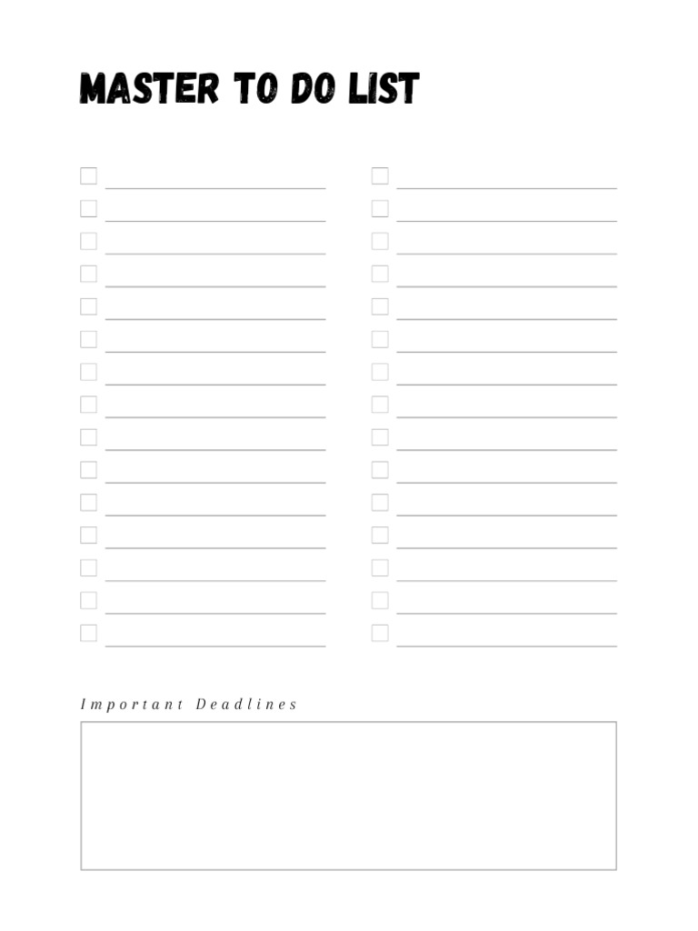 Master To Do List & Deadlines | PDF