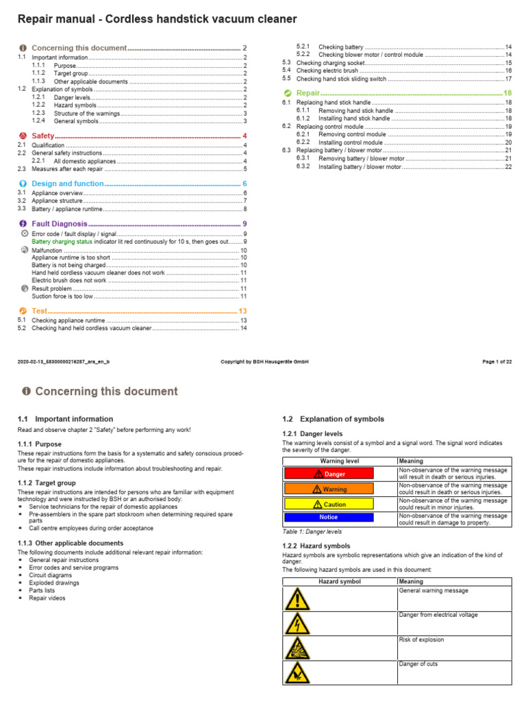 Repair Instruction bch3k | PDF | Electrostatic Discharge | Vacuum Cleaner