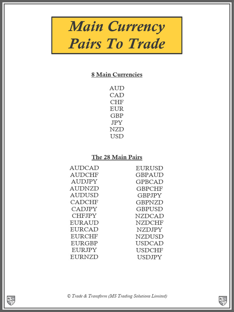 Main Currency Pairs To Trade | PDF