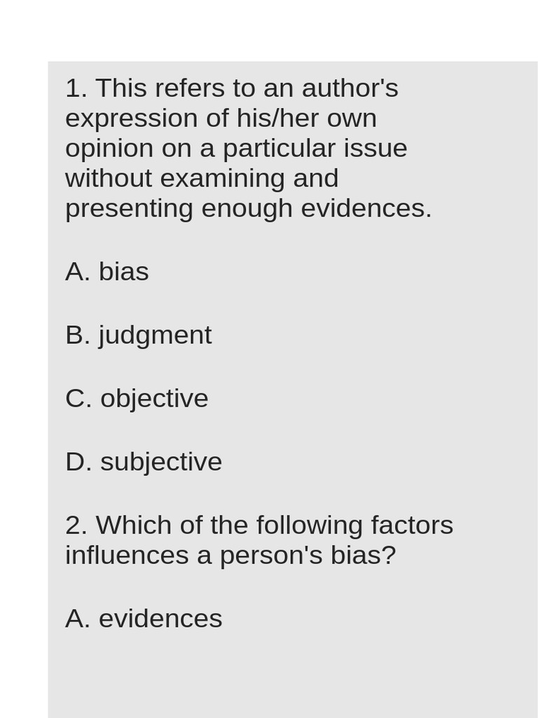 BIAS TEST ENGLISH | PDF | Bias | Psychology