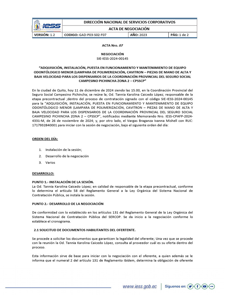 GAD-P03-S02-F07 ACTA DE NEGOCIACIÓN-signed-signed | PDF | Oferta (economía) | Economias