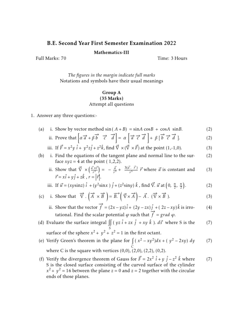 QP_final_Math 3_2022 (1) | PDF | Equations | Calculus