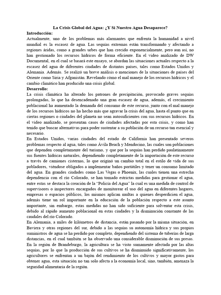 La Crisis Global Del Agua_ ¿Y Si Nuestro Agua Desaparece | PDF | Agua ...