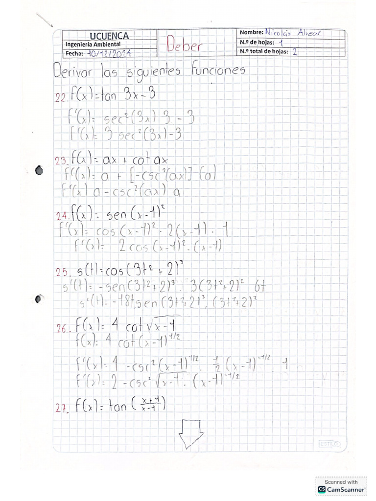 Deber Derivación | PDF