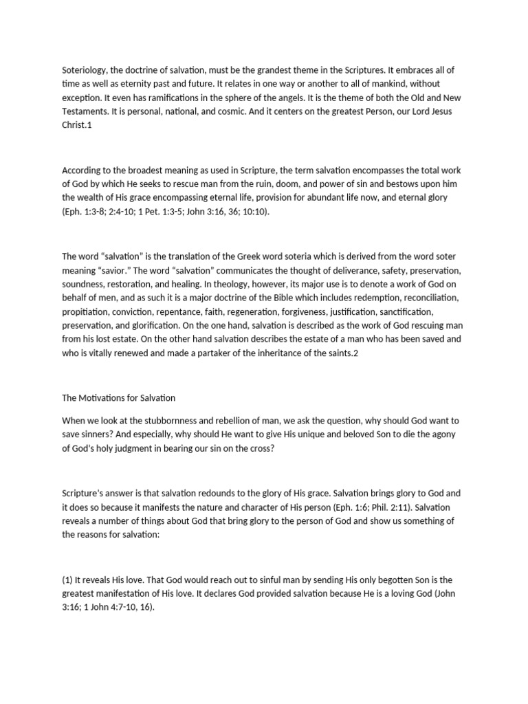 Soteriology, TH-WPS Office | PDF | Salvation | Grace In Christianity