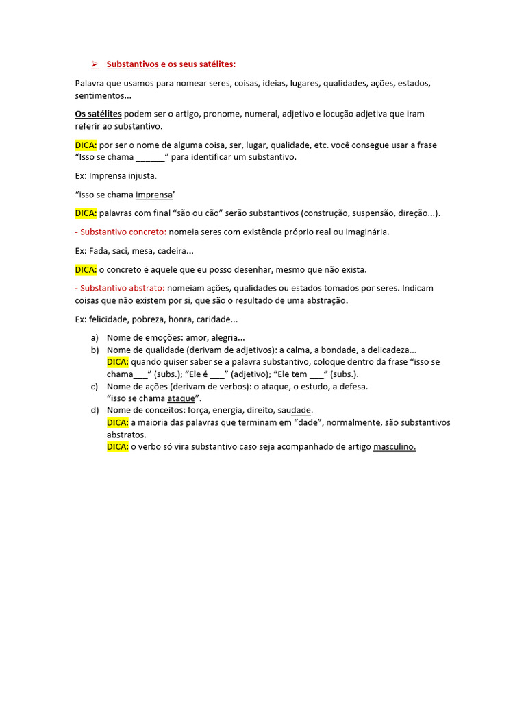 Substantivos e Os Seus Satélites | PDF