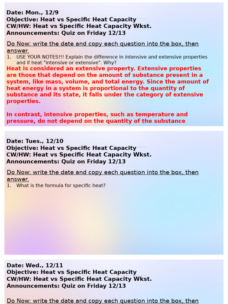 Heat and Specific Heat Capacity | PDF