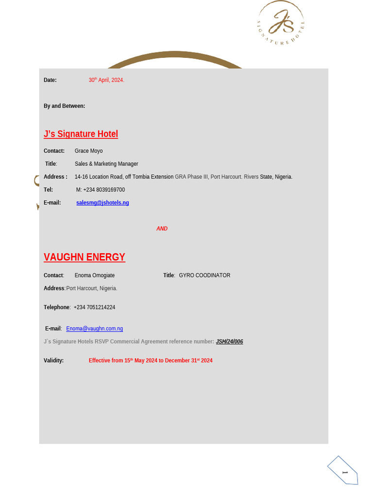 Vaughn Energy Contract 2024 | PDF | Credit | Finance & Money Management