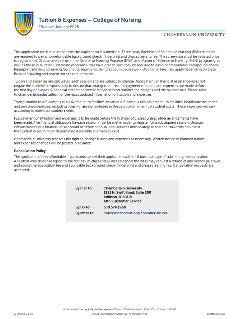 CCN Tuition and Expenses Chart | PDF | Nurse Practitioner | Fee
