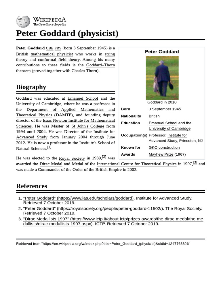 Peter Goddard (Physicist) | PDF