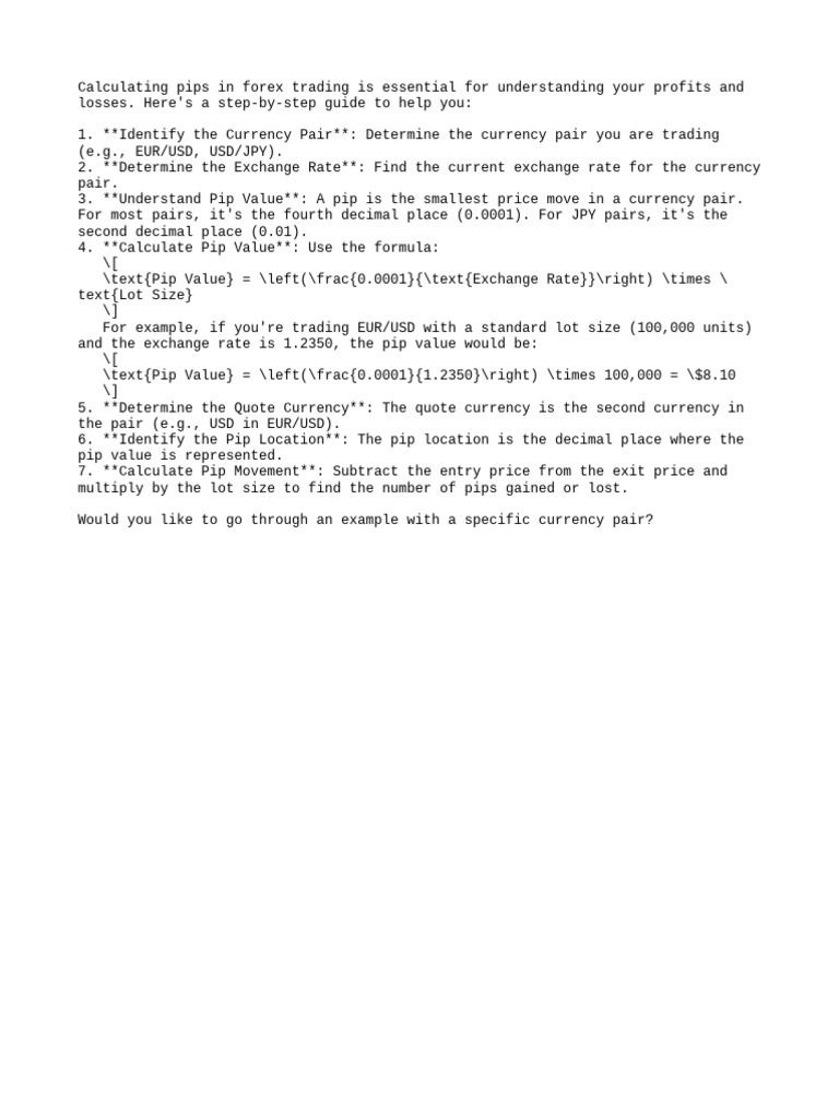 Calculating pips in forex trading | PDF Calculating pips in forex trading | PDF