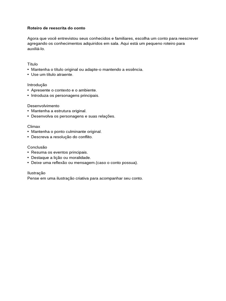 Roteiro para Reescrita de Contos | PDF