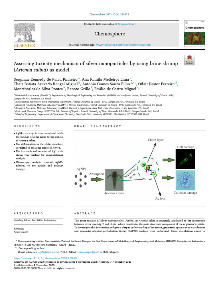 Chemosphere: Artemia Salina | PDF | Confocal Microscopy | Nanoparticle