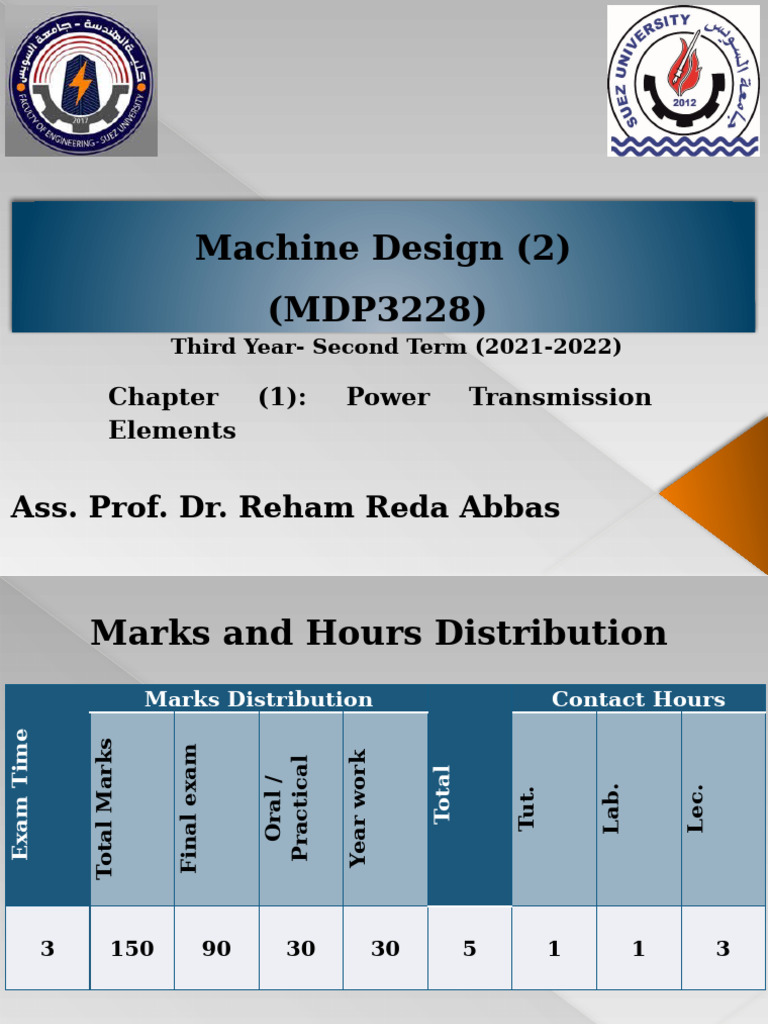 Chapter (1)- Machine Design- Prof. Reham 2022222 | PDF | Gear | Machines