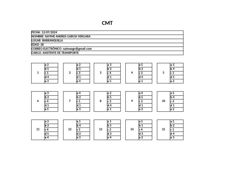 Hoja Respuestas Cmt-2 | PDF