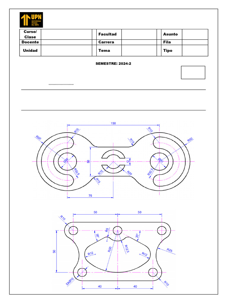 Examen T1: Figuras Geom. en AutoCAD | PDF