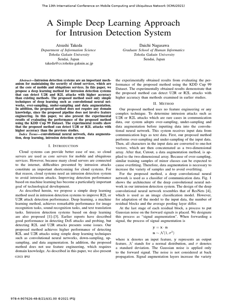 A Simple Deep Learning Approach For Intrusion Detection System | PDF ...