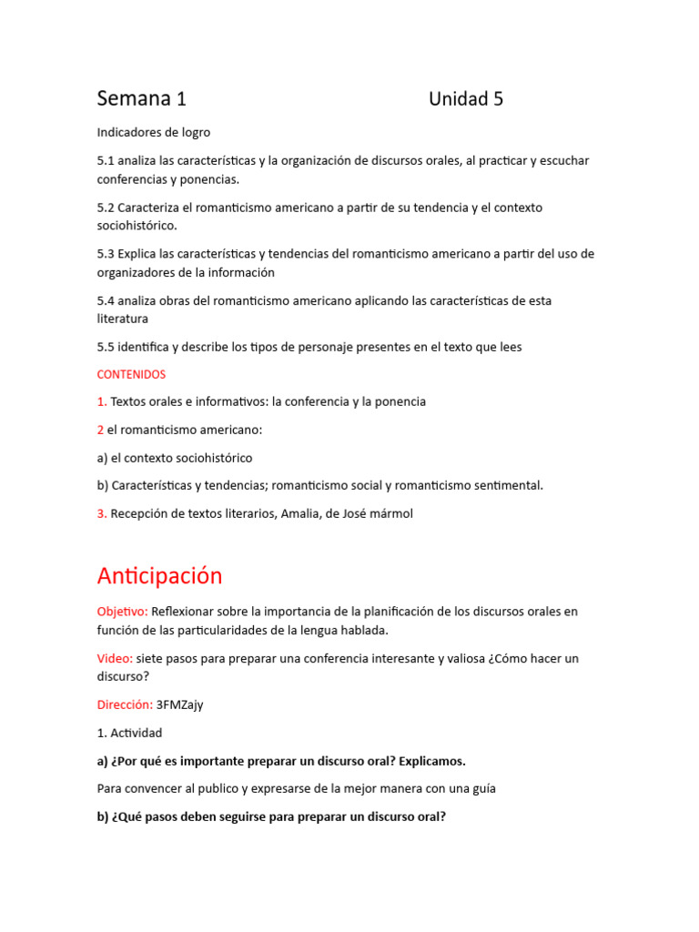 Semanas de Lenguaje | PDF | Ensayos | Amor