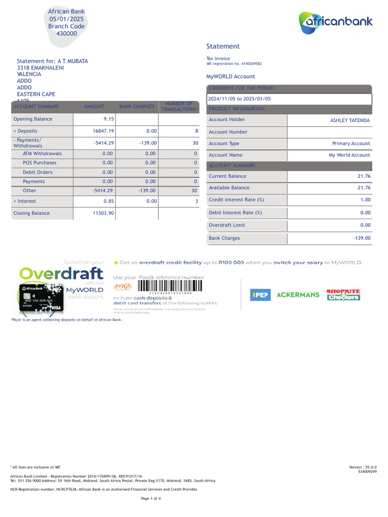 Africa Bank | PDF | Banks | Debit Card