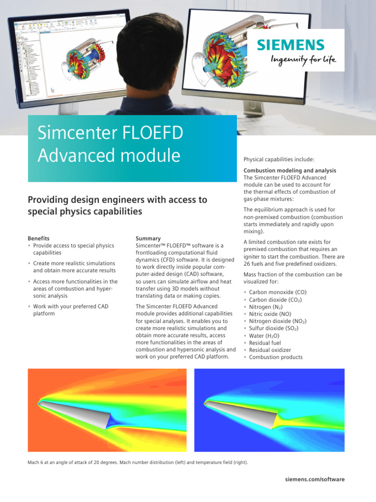 Siemens SW Simcenter FLOEFD Advanced Module Fact Sheet | PDF | Combustion | Hypersonic Speed