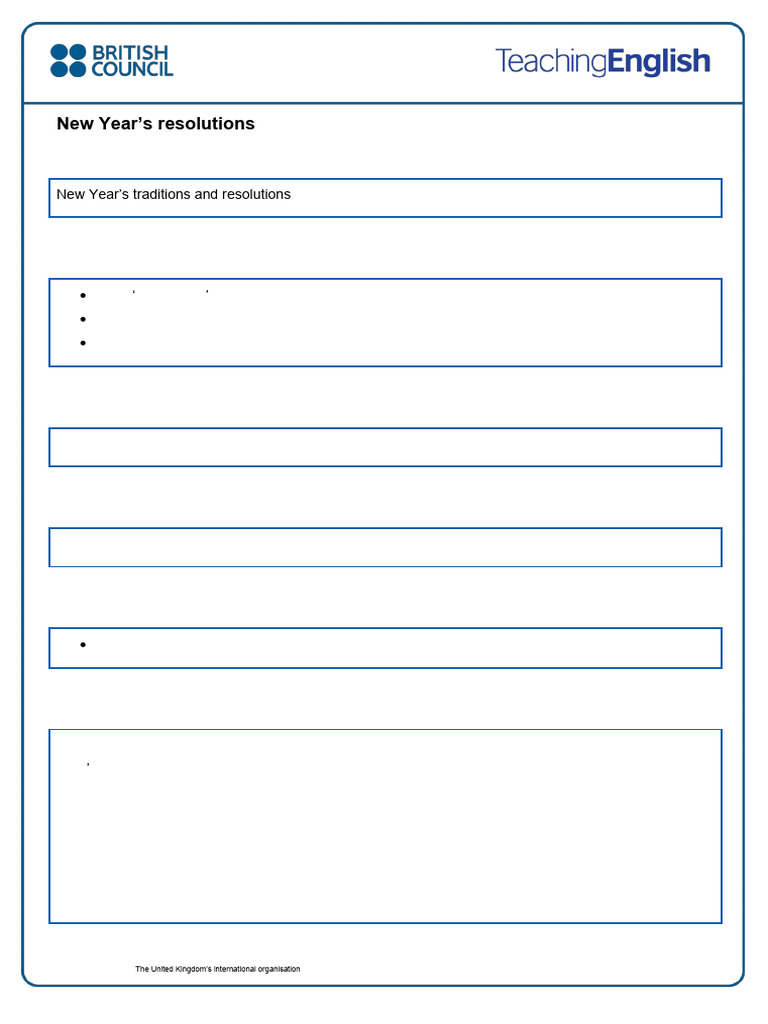 New Year’s Resolutions Lesson Plan | PDF | Lesson Plan | Vocabulary
