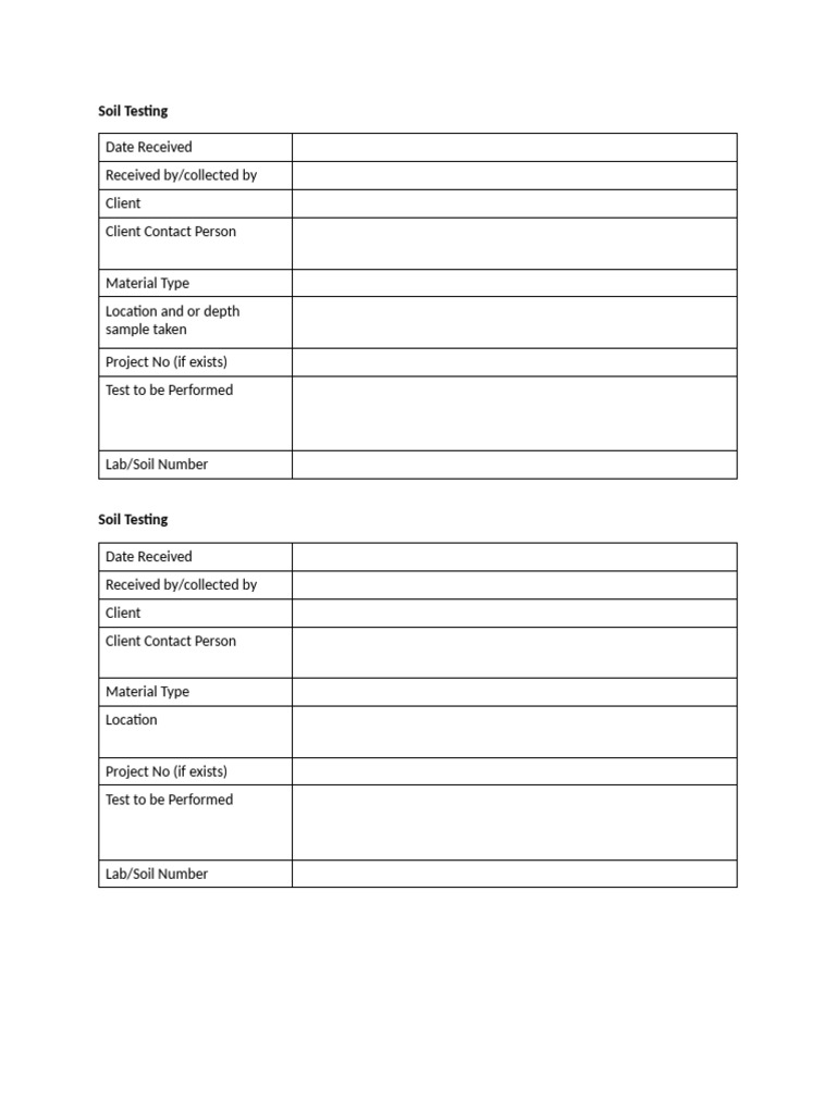 Soil Sample Sheet For Lab Sample | PDF