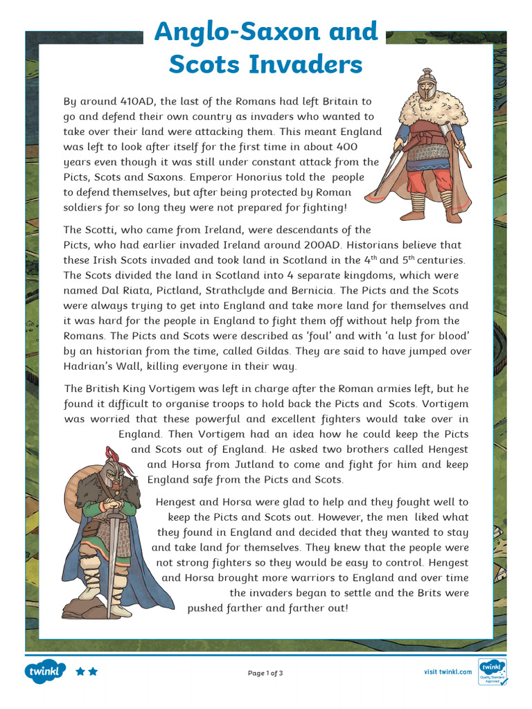 Saxons Scots and Picts (Reading - Comprehension) | PDF | Picts | Middle ...