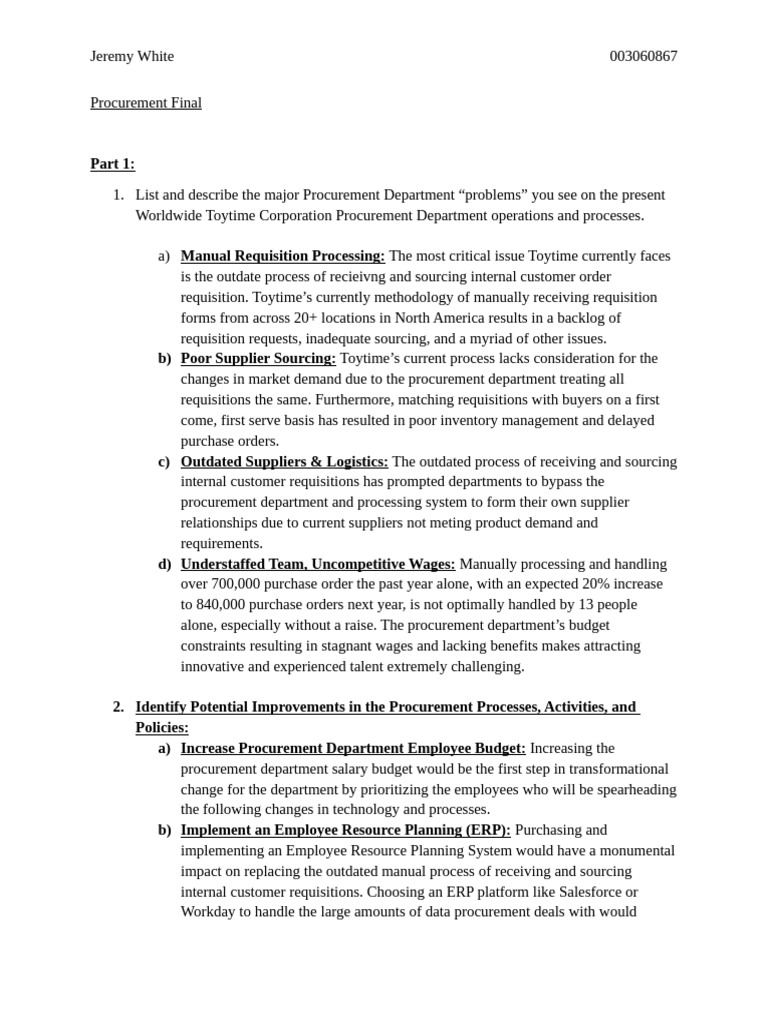 Procurement Final Exam | PDF | Supply Chain | Procurement