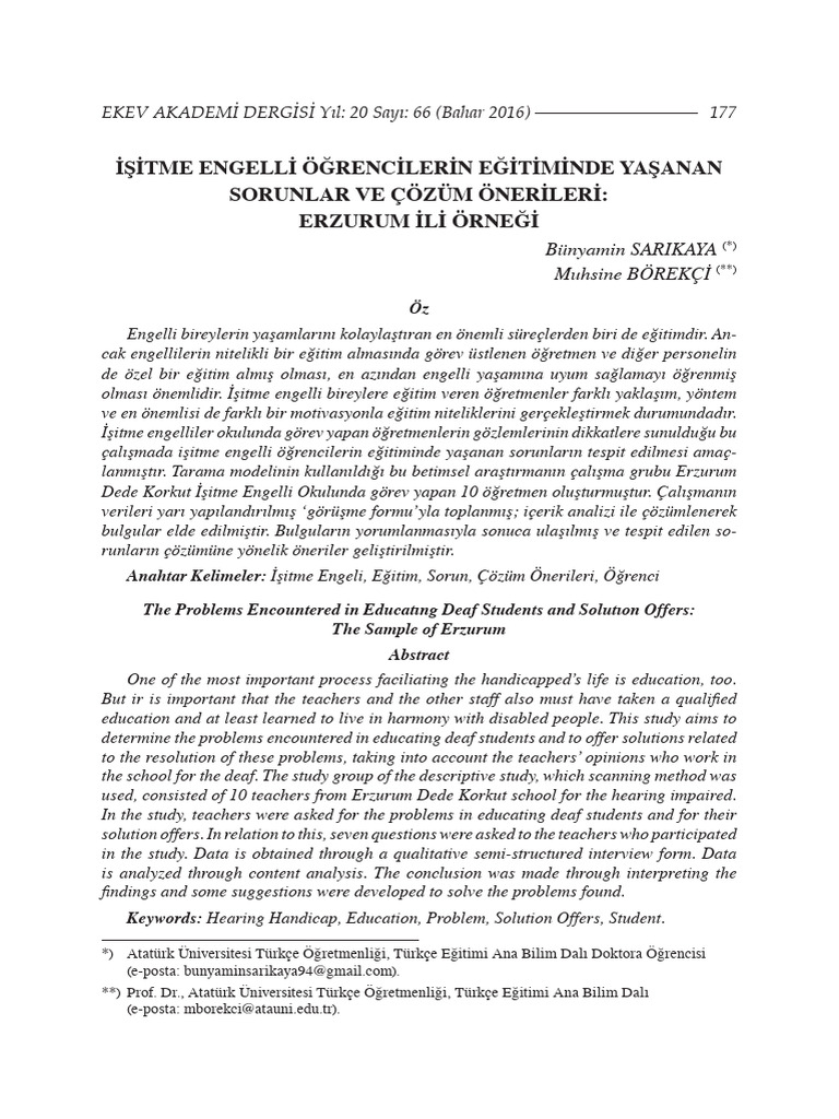 Tme Engell - Renc - Ler - N e - T - M - Nde Ya - Anan Sorunlar Ve - Z - M - Ner - Ler - Erzurum ...