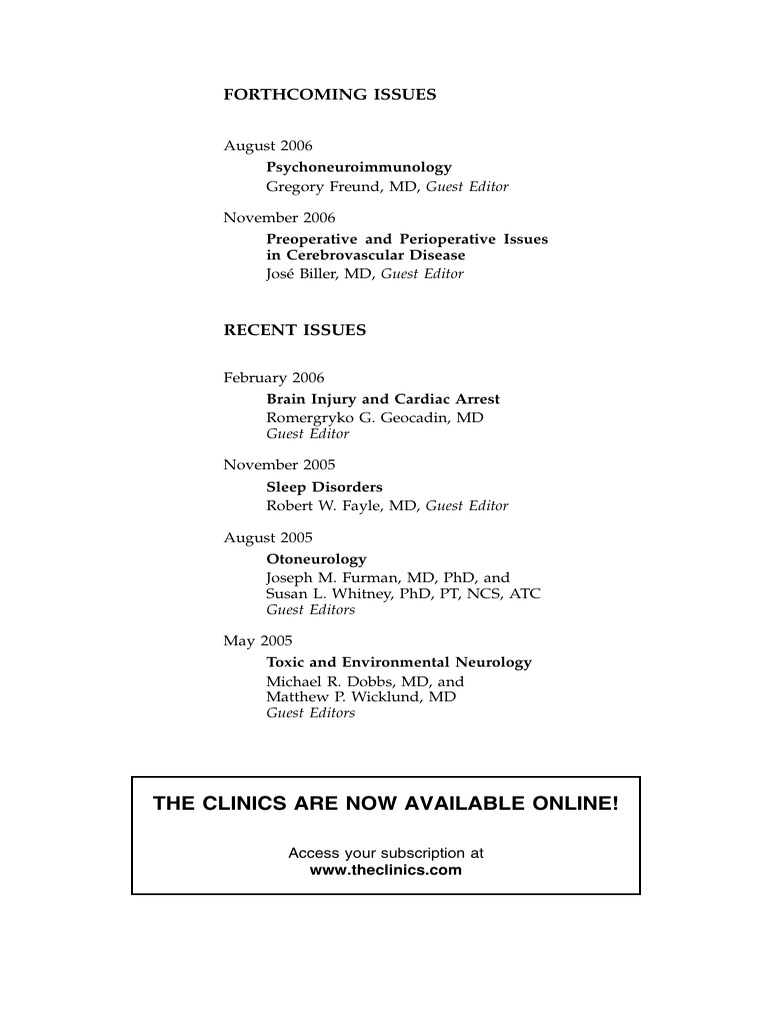 Upcoming and Recent Neurology Issues | PDF