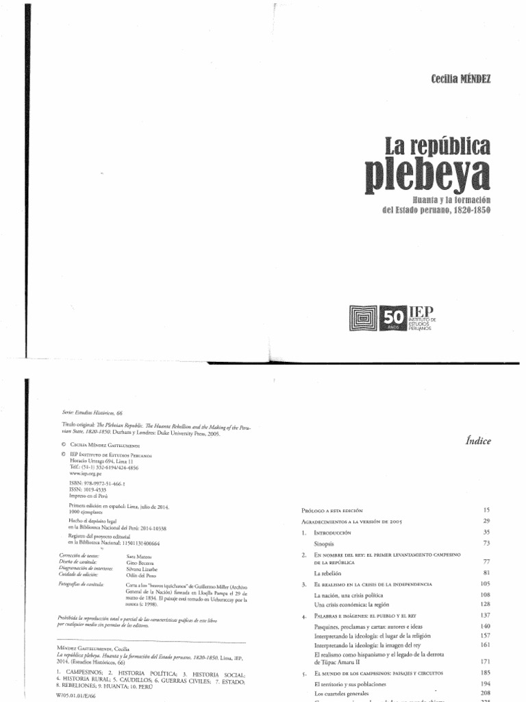 MENDEZ La República Plebeya - Intro y Cap. 4 | PDF