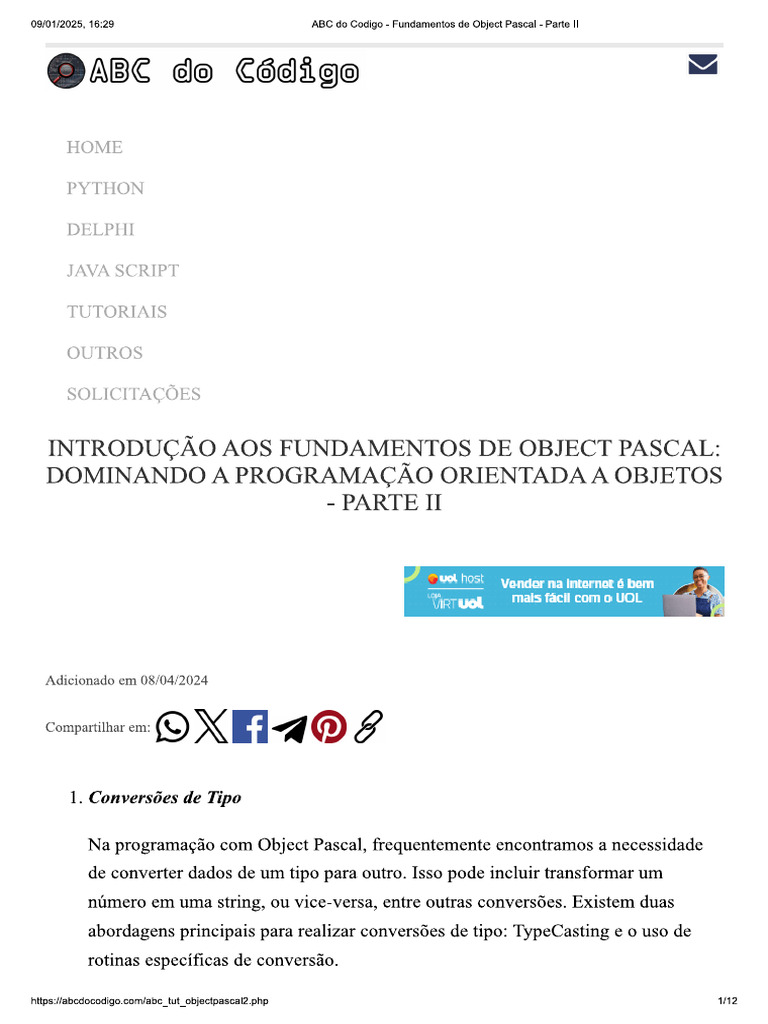 ABC Do Codigo - Fundamentos de Object Pascal - Parte II | PDF