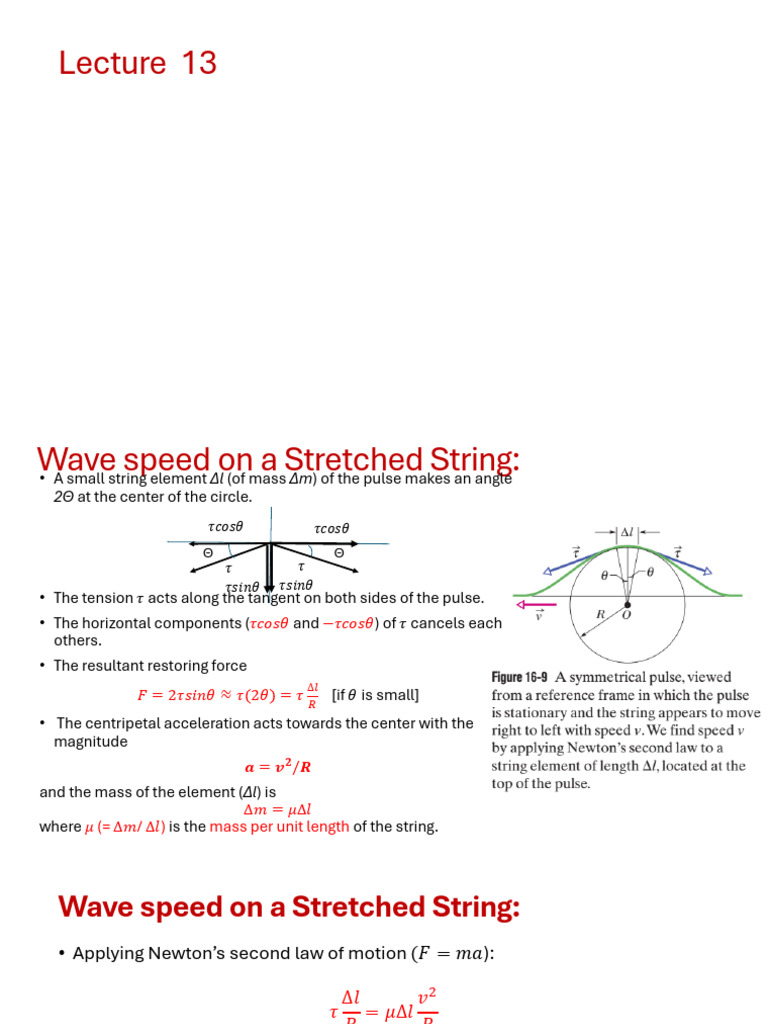 Physics2 Lecture 13 Summer 2023-24 | PDF | Waves | Force