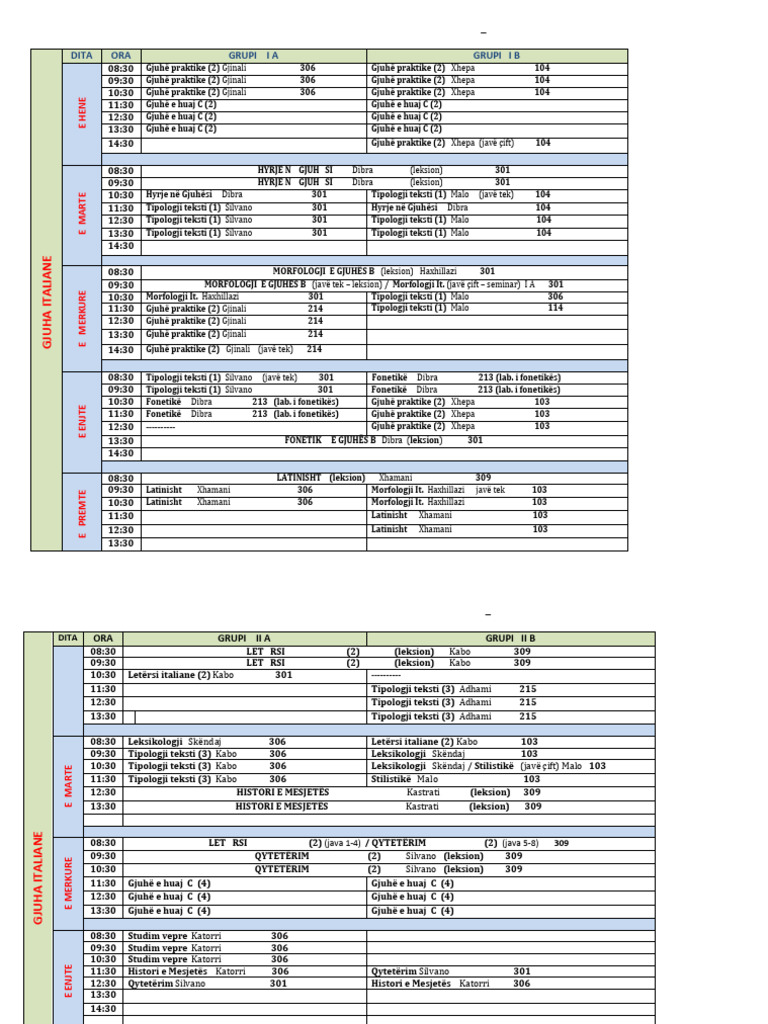 Orari Bachelor - Sem.2 - 2023-2024 | PDF