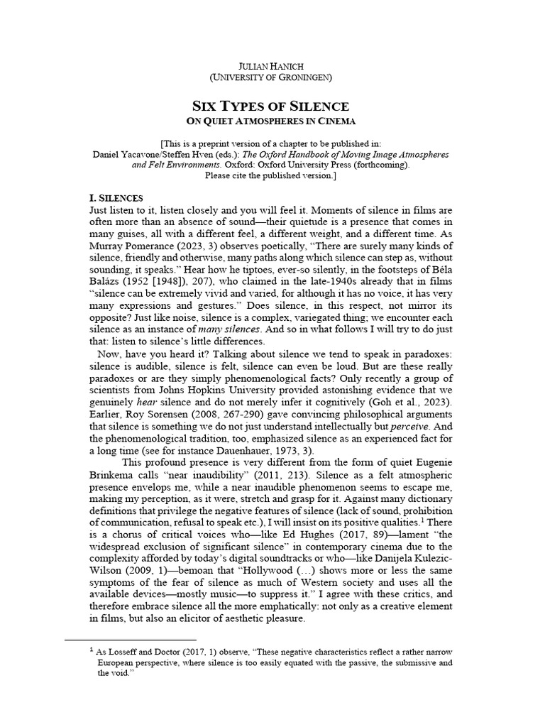 Six Types of Silence On Quiet Atmosphere | PDF | Silence