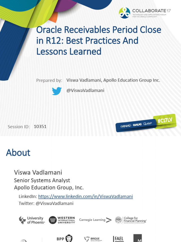10351-Oracle Receivables Period Close in R12_ Best Practices and Lessons Learned-Presentation ...