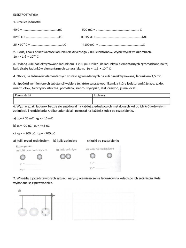 KARTA EK- elektrostatyka | PDF