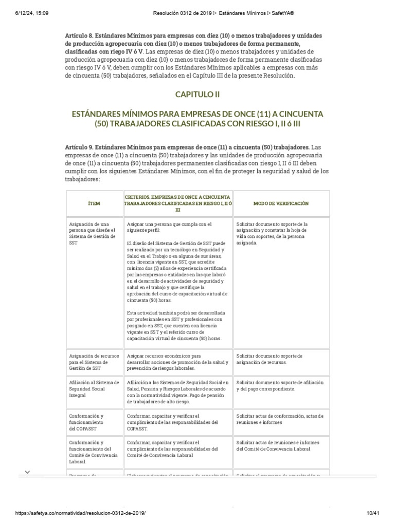 Resolución 0312 de 2019 21 Estandares | PDF | Derecho laboral | Business