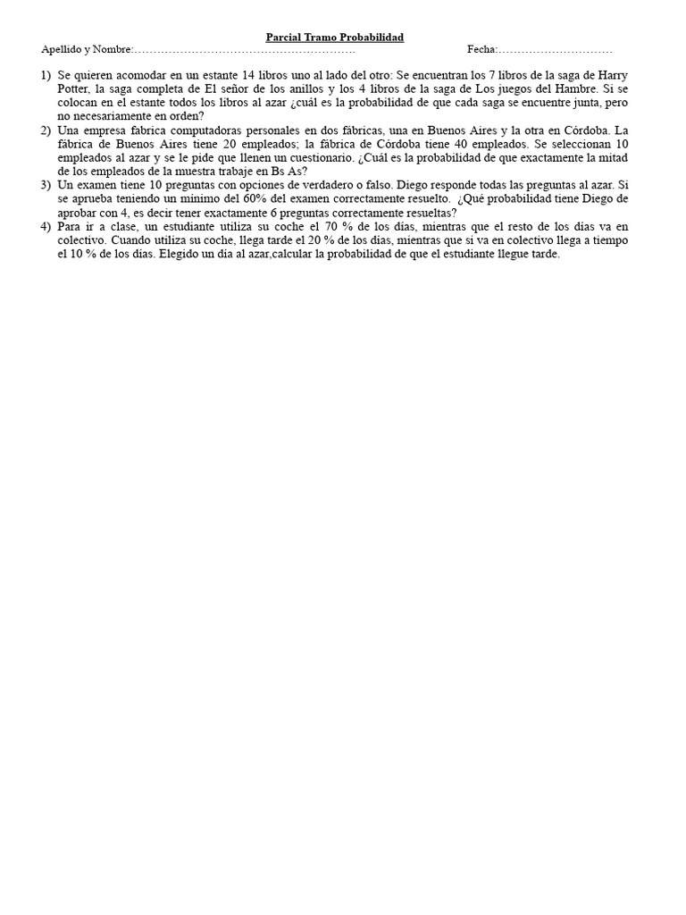 REPASO - Primer Parcial - PROBA | PDF