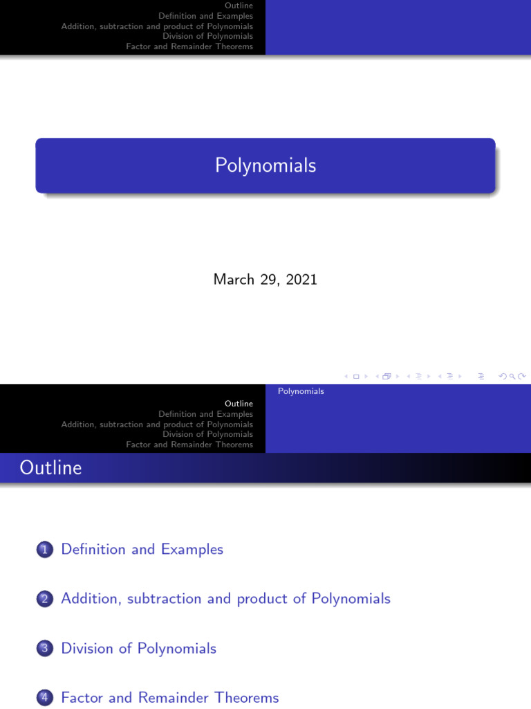 Polynomials | PDF | Factorization | Division (Mathematics)