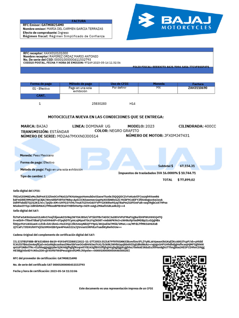 Bajaj PDF | PDF | Factura