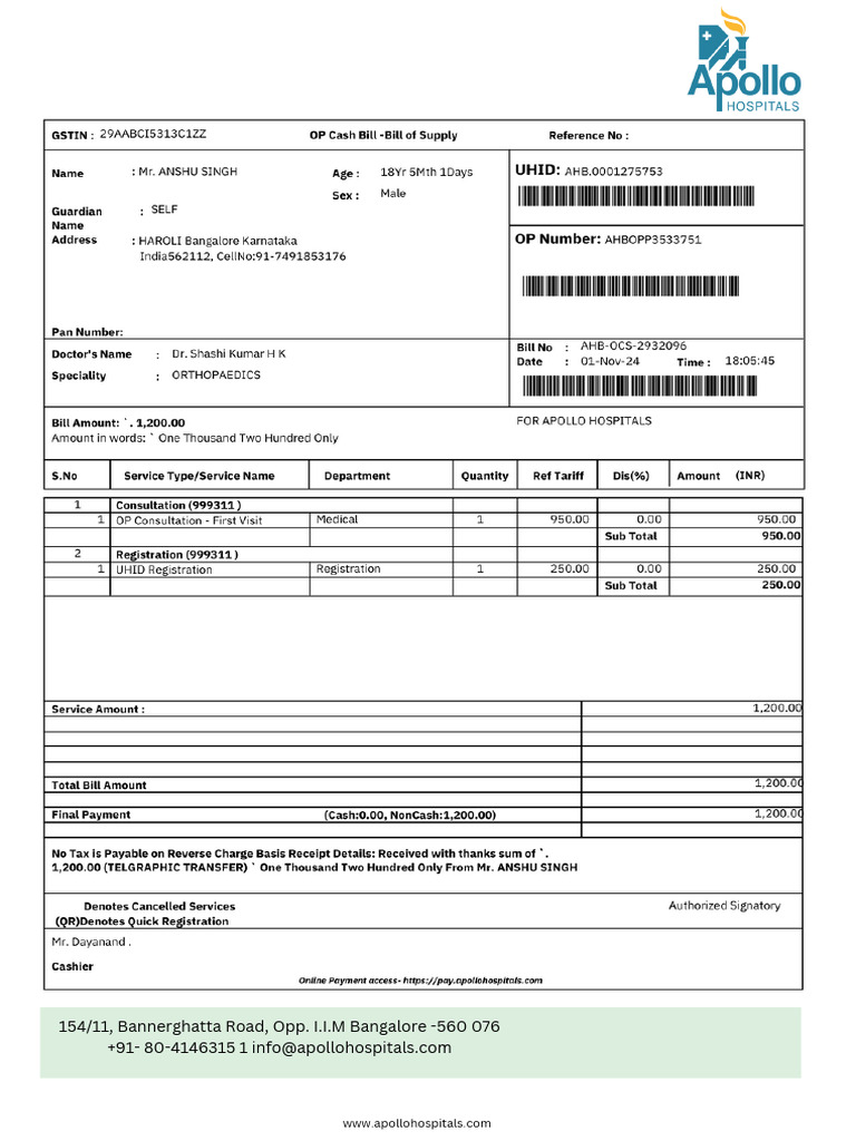 Anshu Singh Medical Apollo | PDF