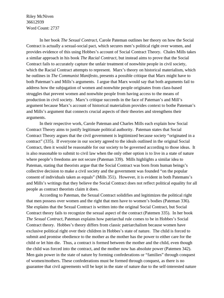 PHM3202 Paper 2 Final | PDF | Social Contract | Karl Marx