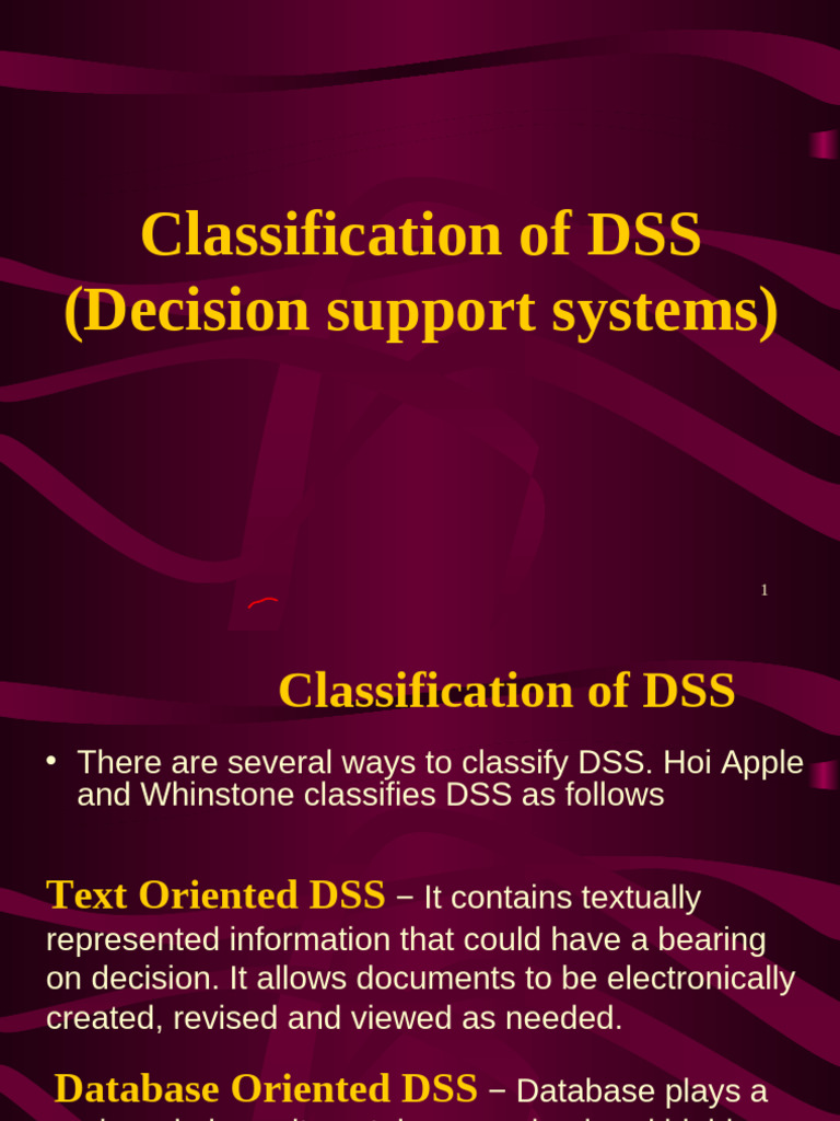 Classification of DSS decision support system | PDF | Decision Support ...