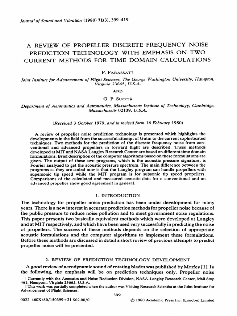 Farassat & Succi (1980) | PDF | Propeller | Force