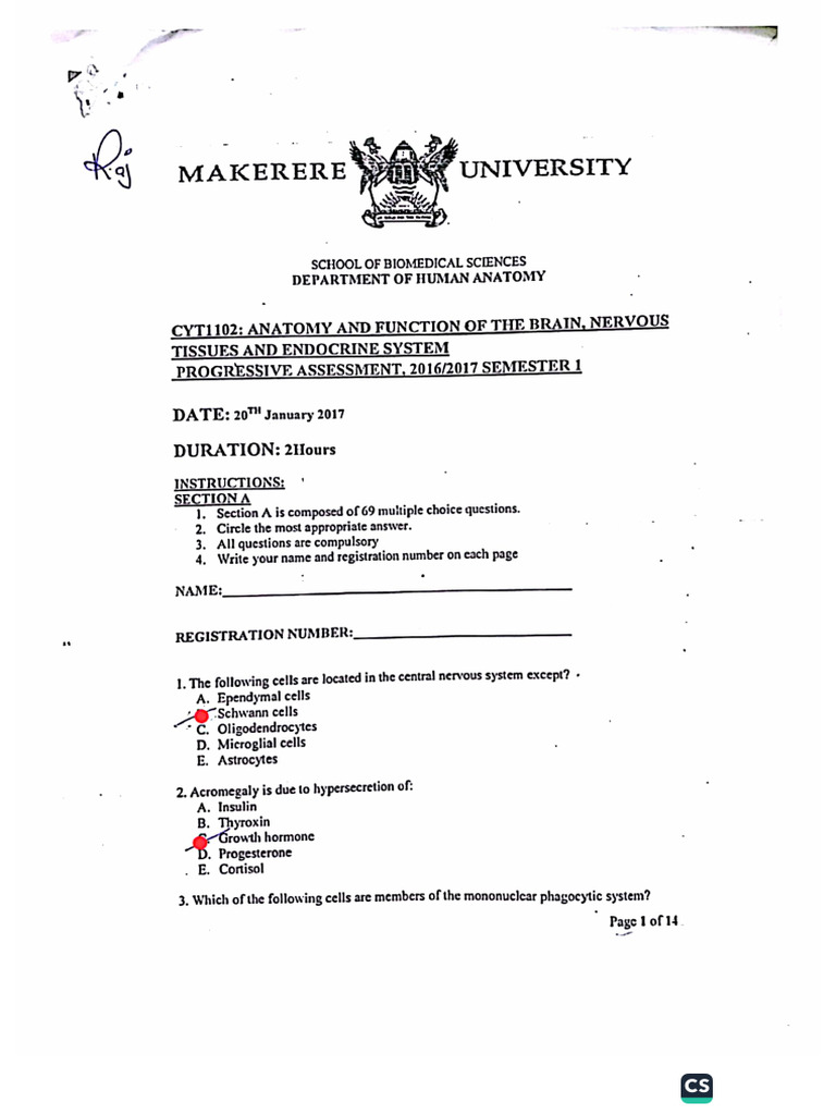 CNS Past Papers.... David Lufafa | PDF